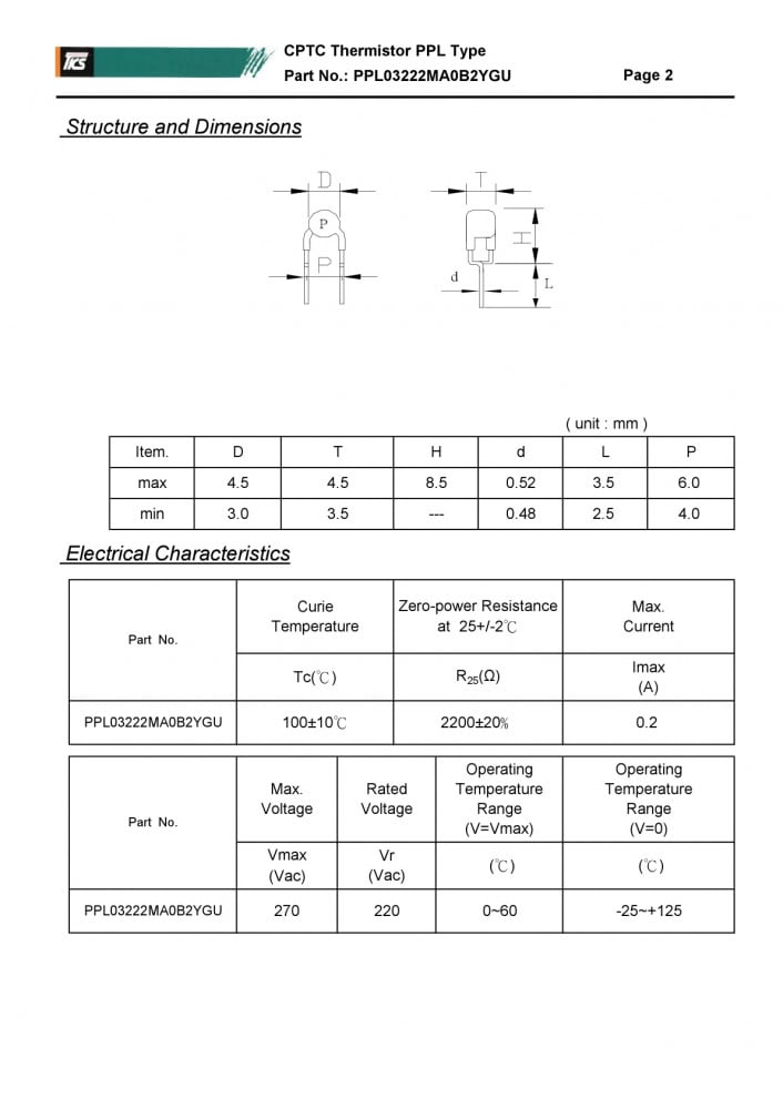 PPL03222MA0B2YGU datasheet page 5