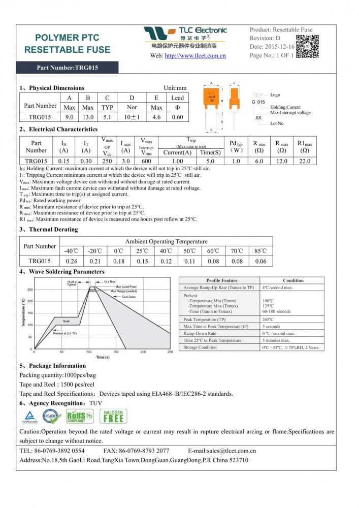 TRG015 technical document page 1