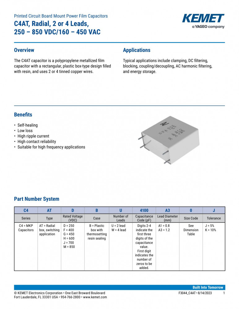 KEMET C4AT datasheet page 1