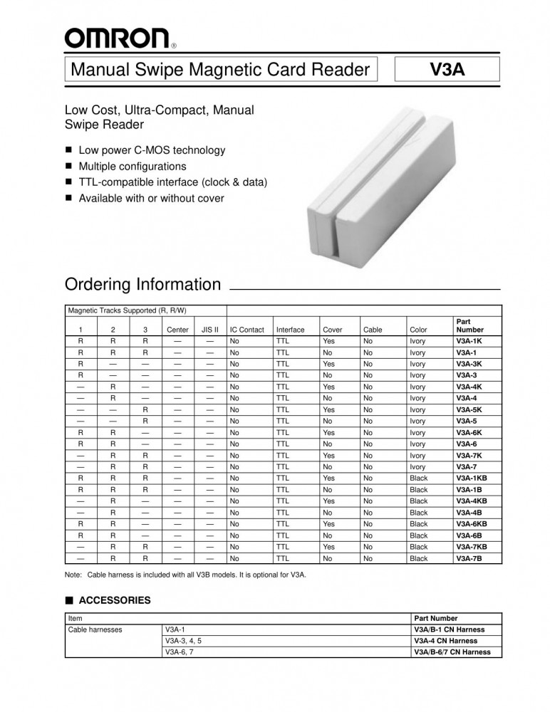 V3A magnetic card reader technical document, page 1