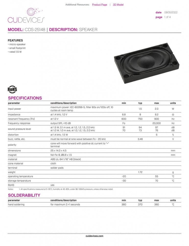 CDS-25148-L100 datasheet page 1