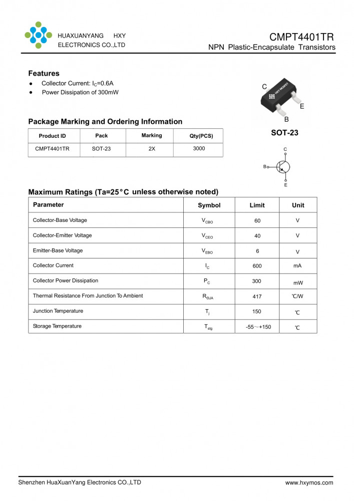 CMPT4401TR-HXY datasheet page 1
