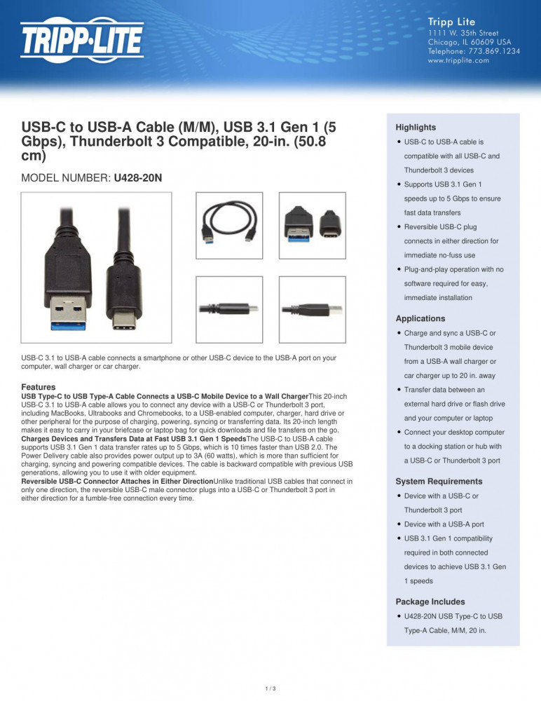 U428-20N product document preview, page 1