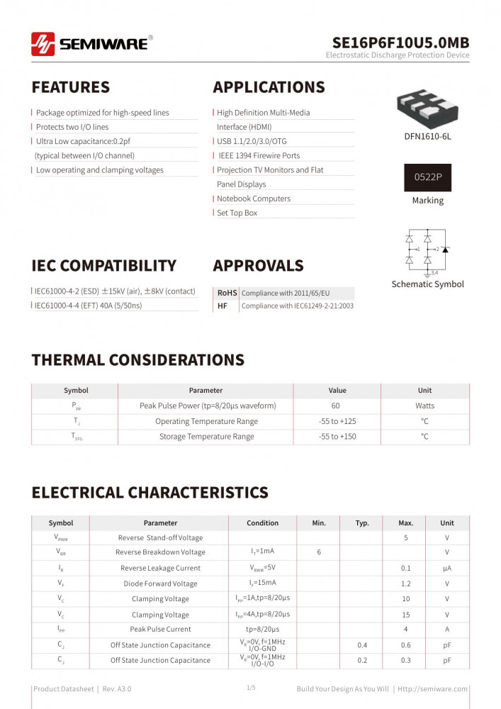 SE16P6F10U5.0MB datasheet page 1