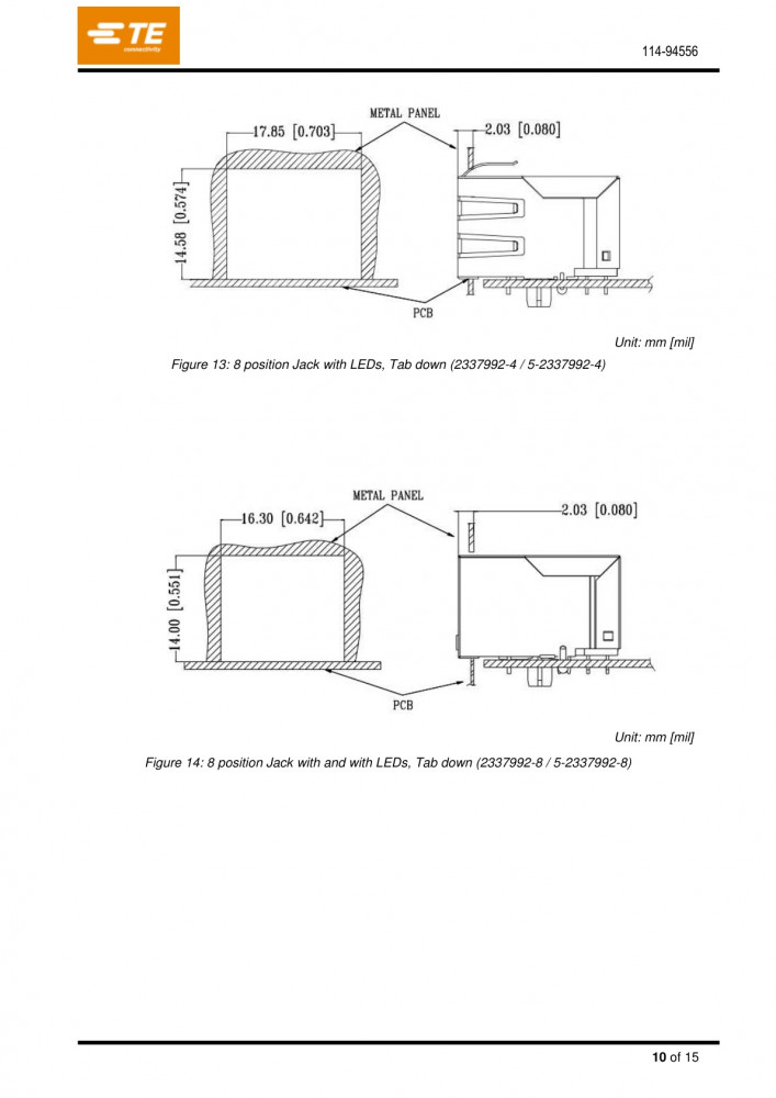 TE Connectivity RJ45 magnetics PoE specification page 10