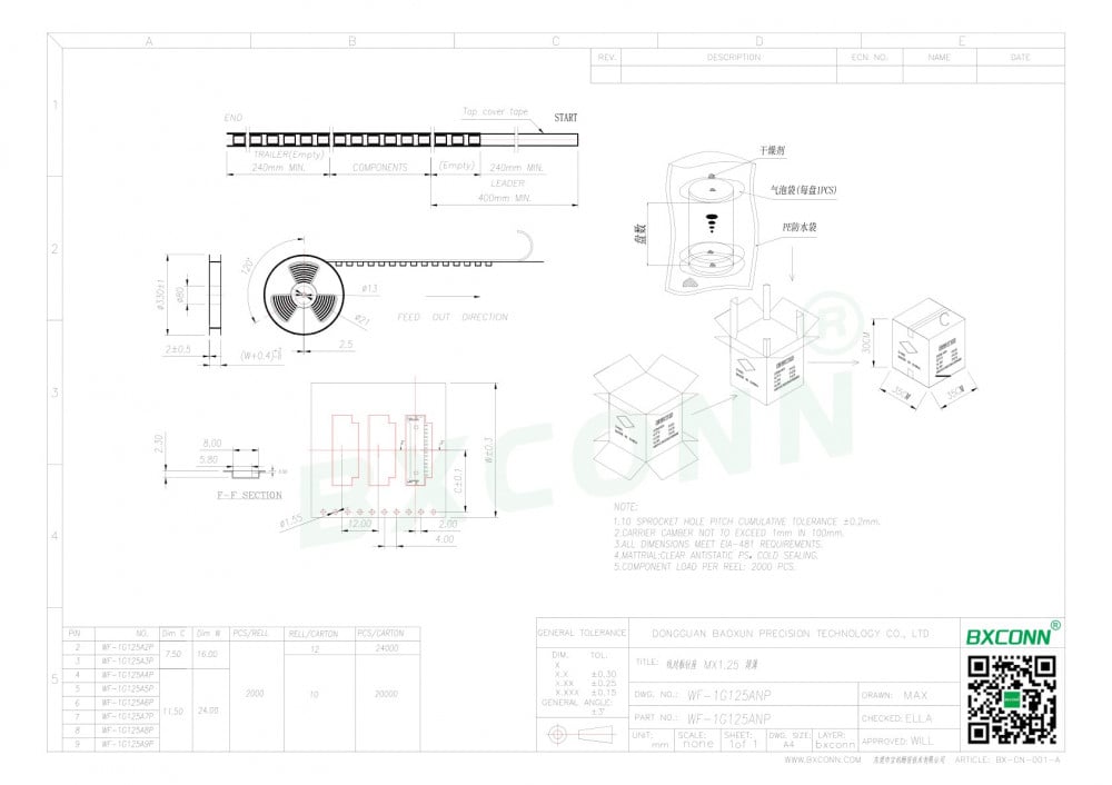 BXCONN WF-1G125A5P technical drawing page 2