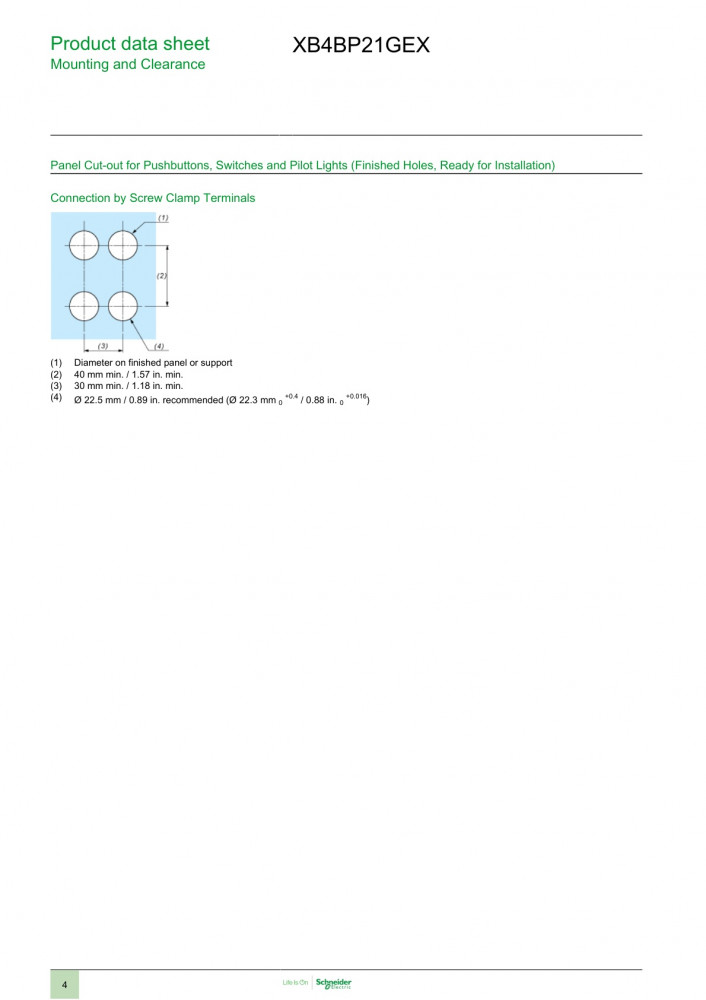 XB4BP21GEX technical document page 4