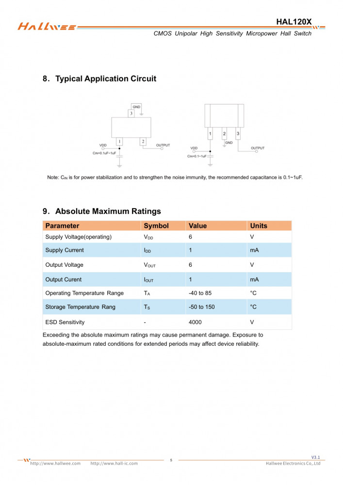 HAL1201NSO datasheet page 5