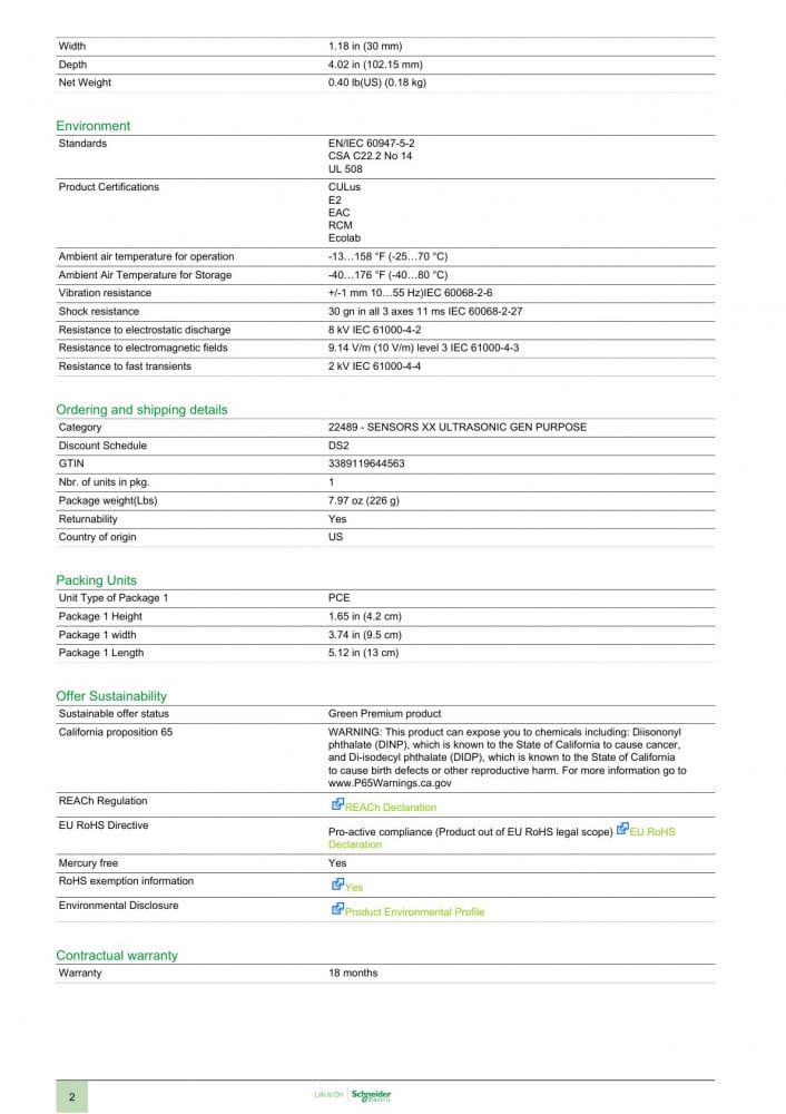 XXS30B1PM12 technical document page 2