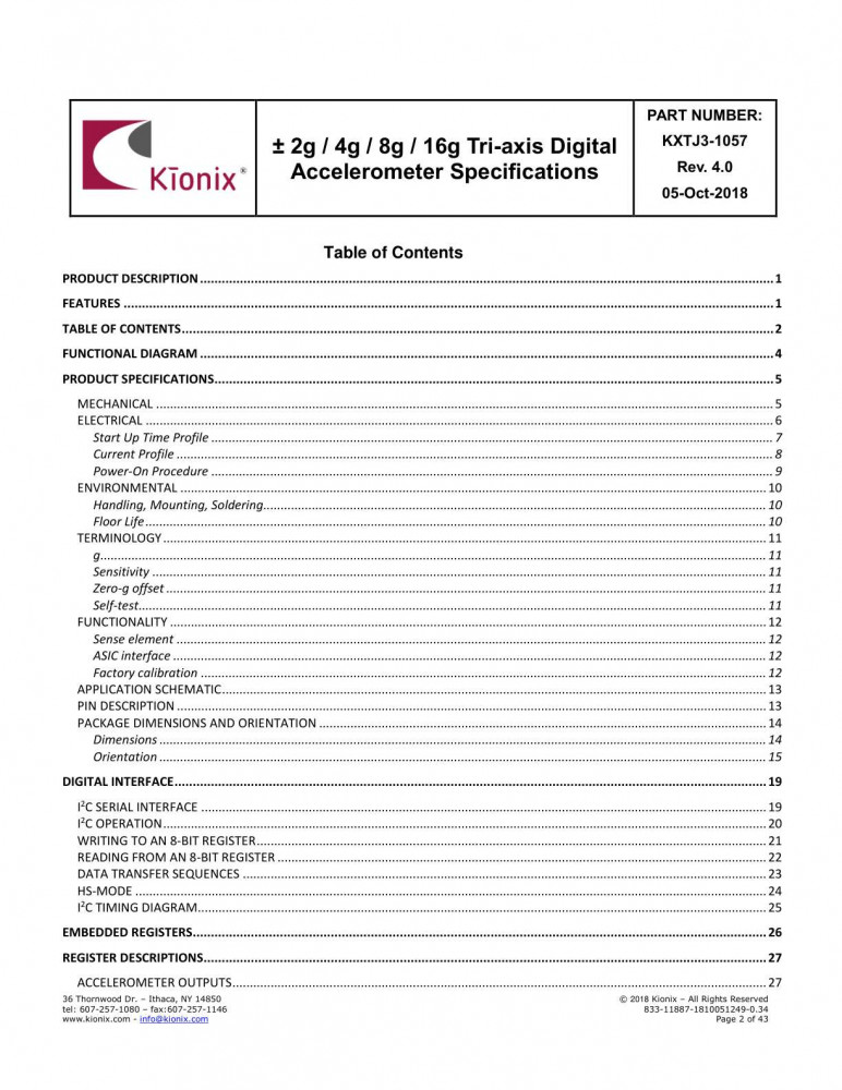KXTJ3-1057 datasheet page 2