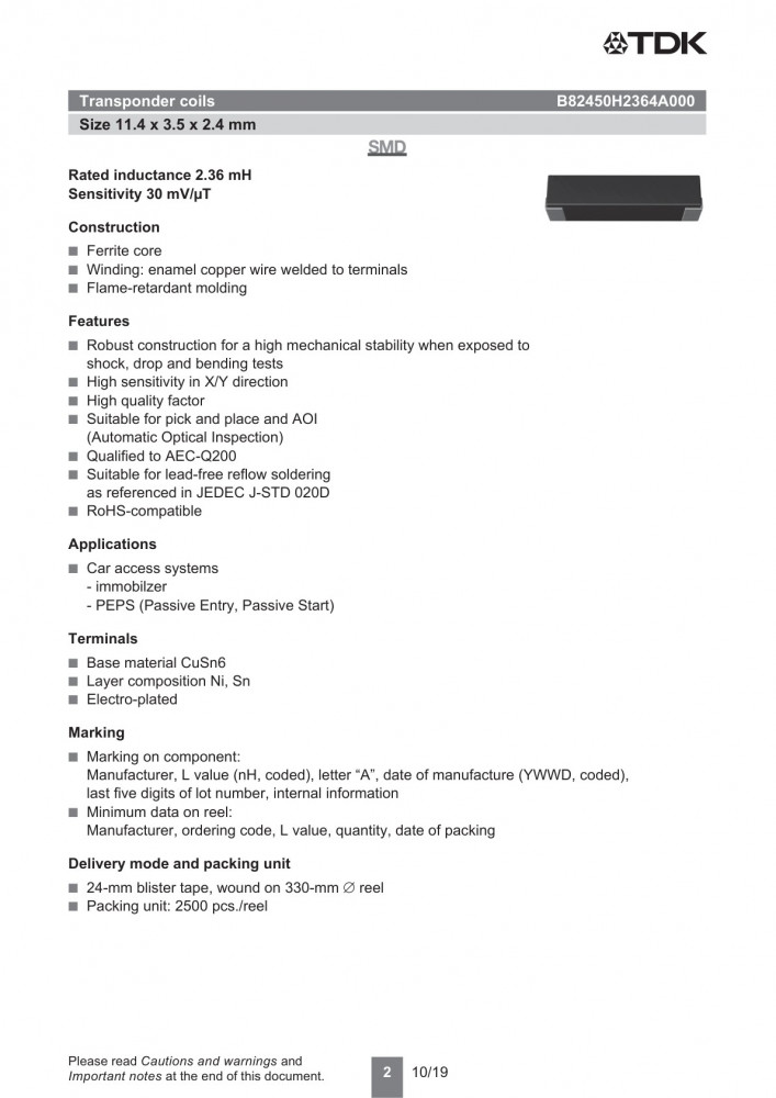 B82450H2364A000 technical document page 2