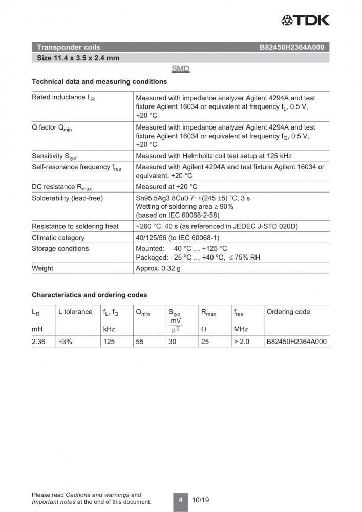 B82450H2364A000 technical document page 4