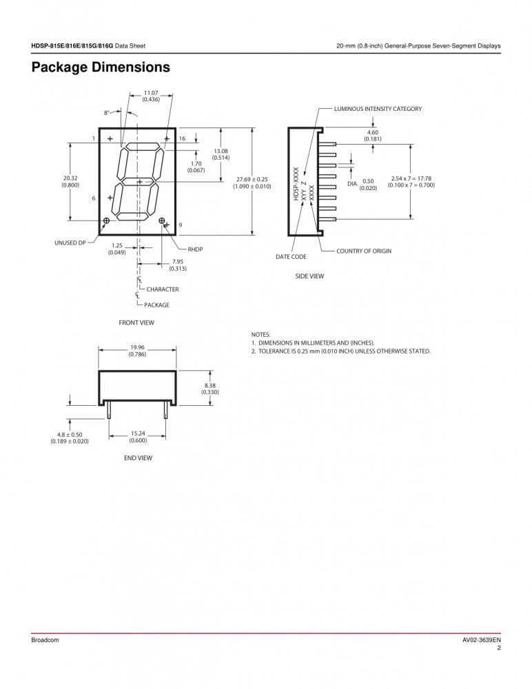 HDSP-815E datasheet page 2