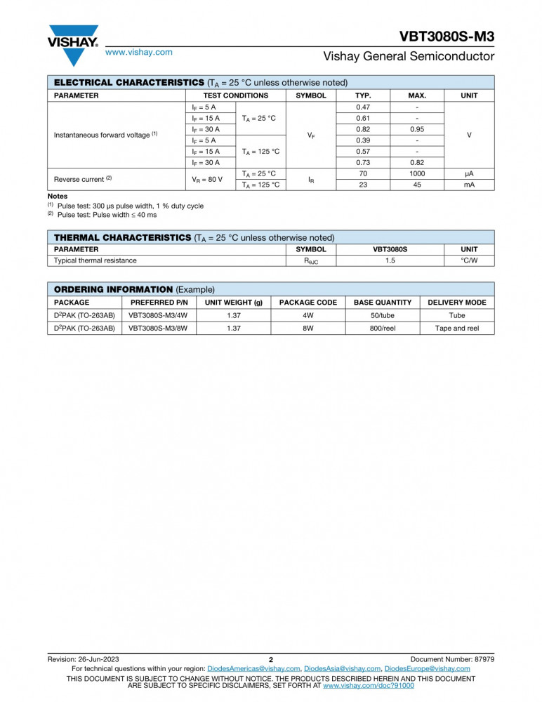 VBT3080S-M3 datasheet page 2