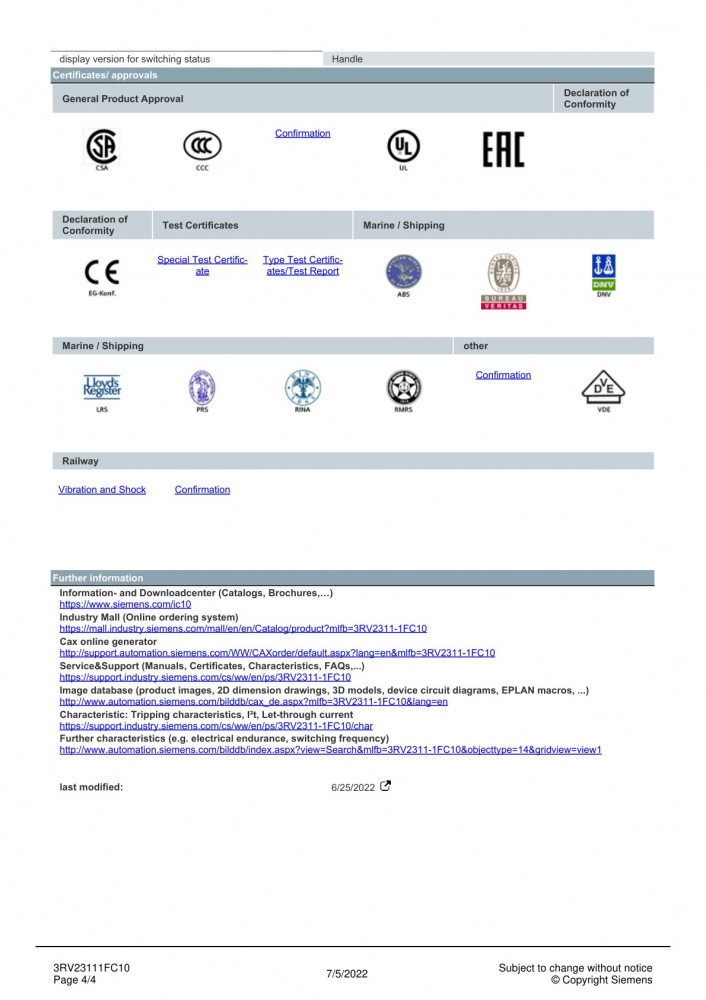 3RV23111FC10 technical document page 4