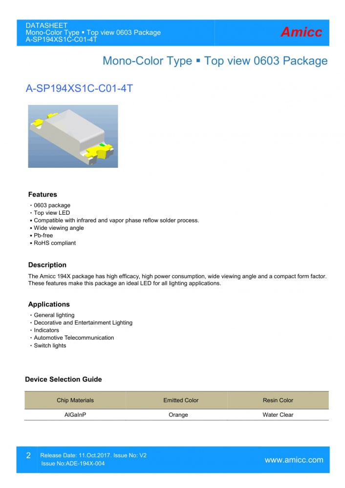 A-SP194XS1C-C01-4T datasheet page 2