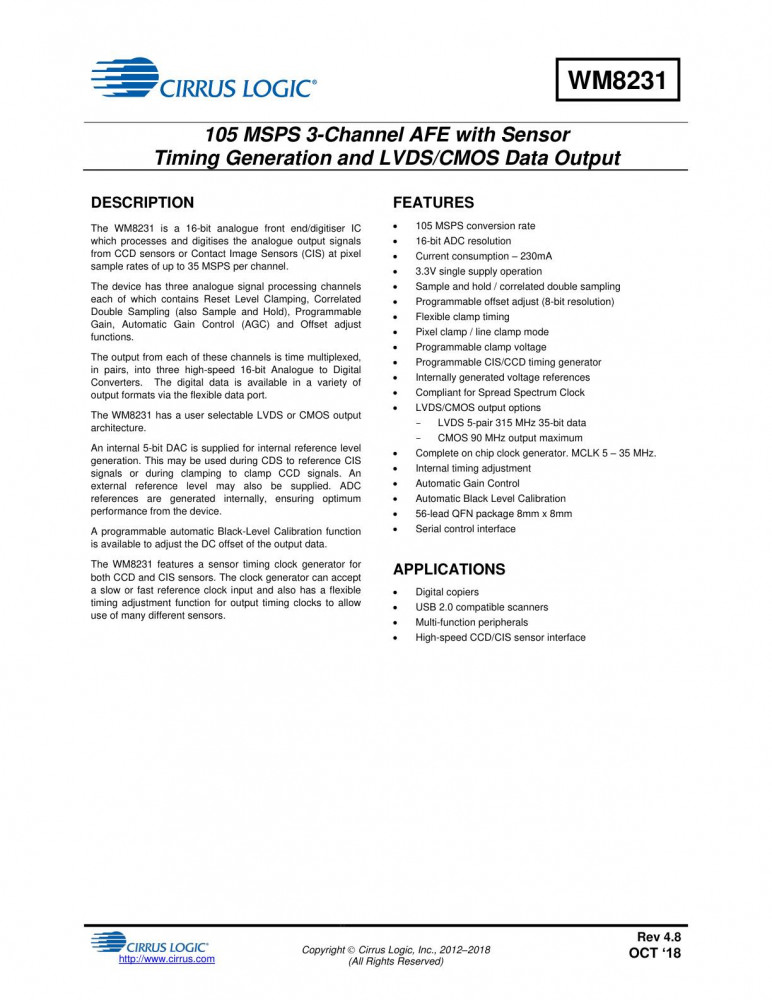 WM8231 document page 1