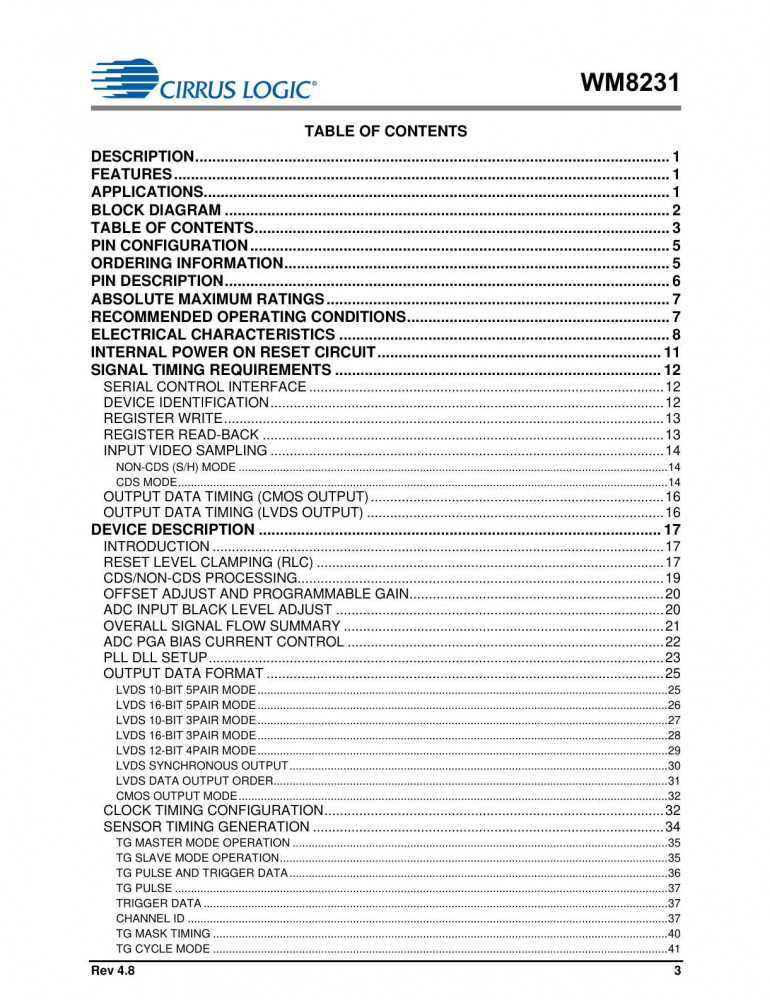 WM8231 document page 3