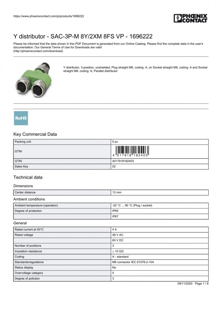 Phoenix Contact 1696222 product overview
