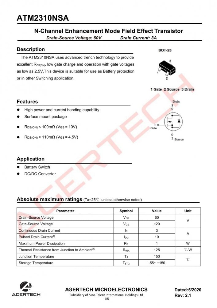 ATM2310NSA datasheet page 1