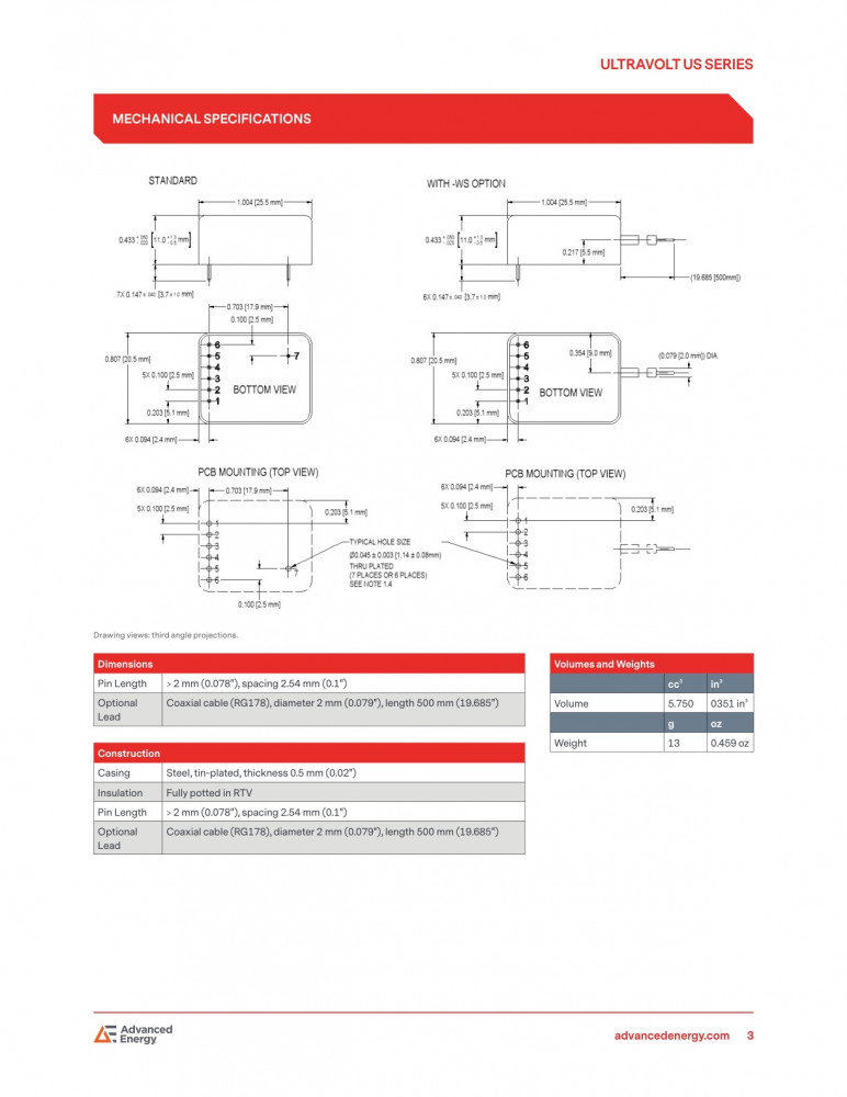 Advanced Energy UltraVolt US Series datasheet page 3