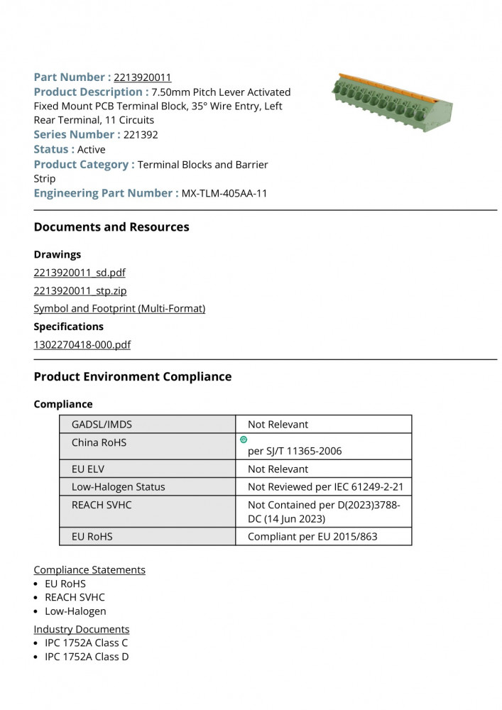 Molex 2213920011 technical document image 1