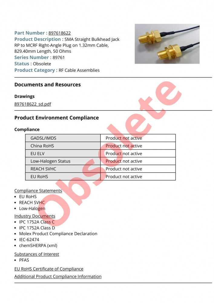 MOLEX 897618622 drawing page 1