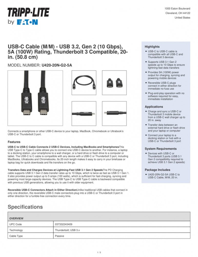 U420-20N-G2-5A documentation page 1