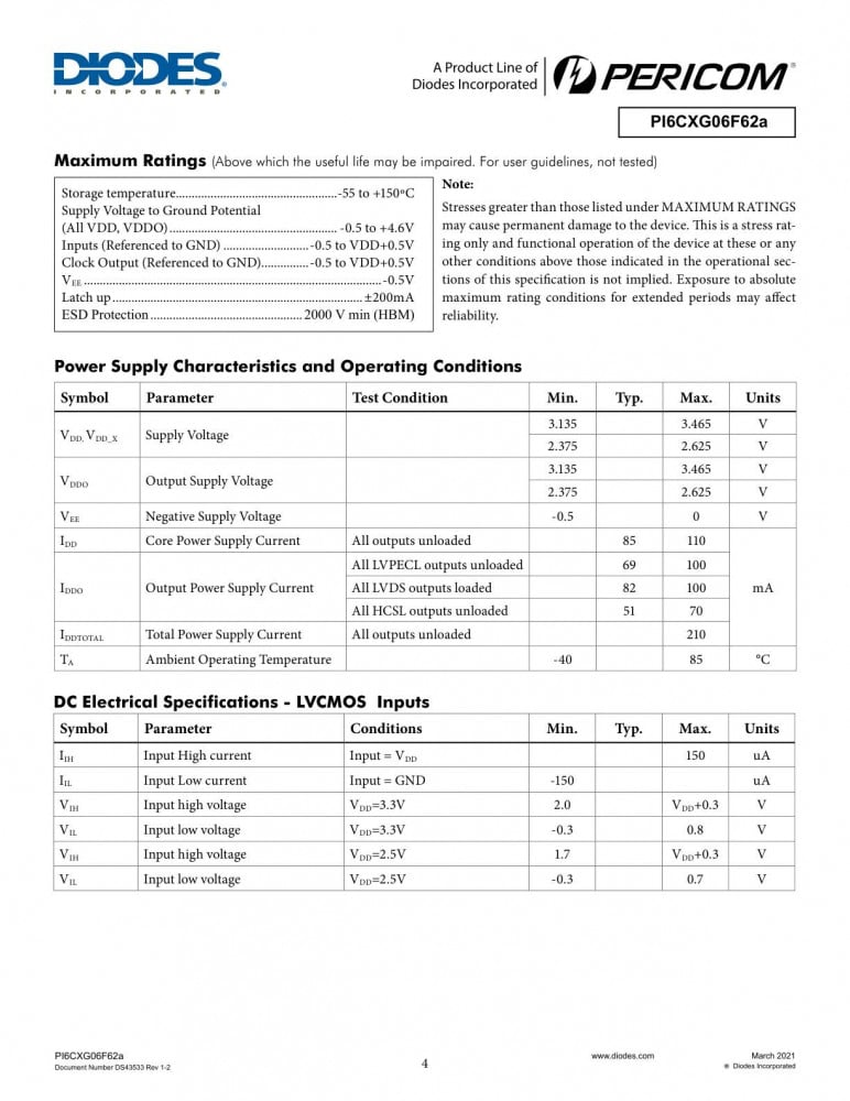 PI6CXG06F62AFBEIE datasheet page 4