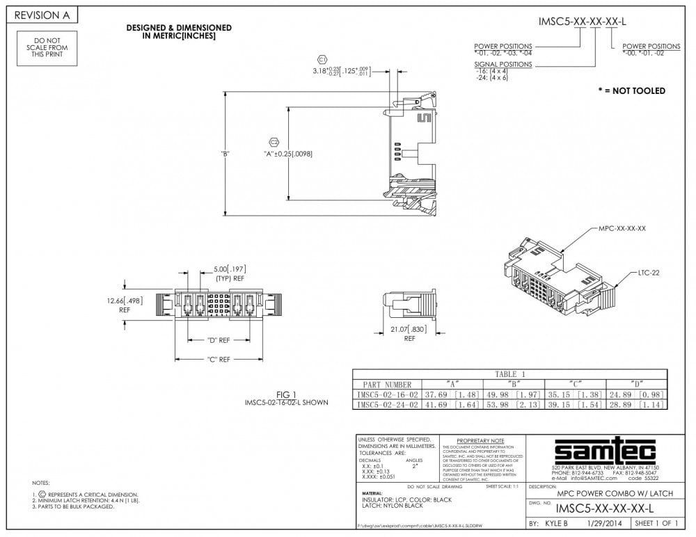 Samtec IMSC5 drawing page