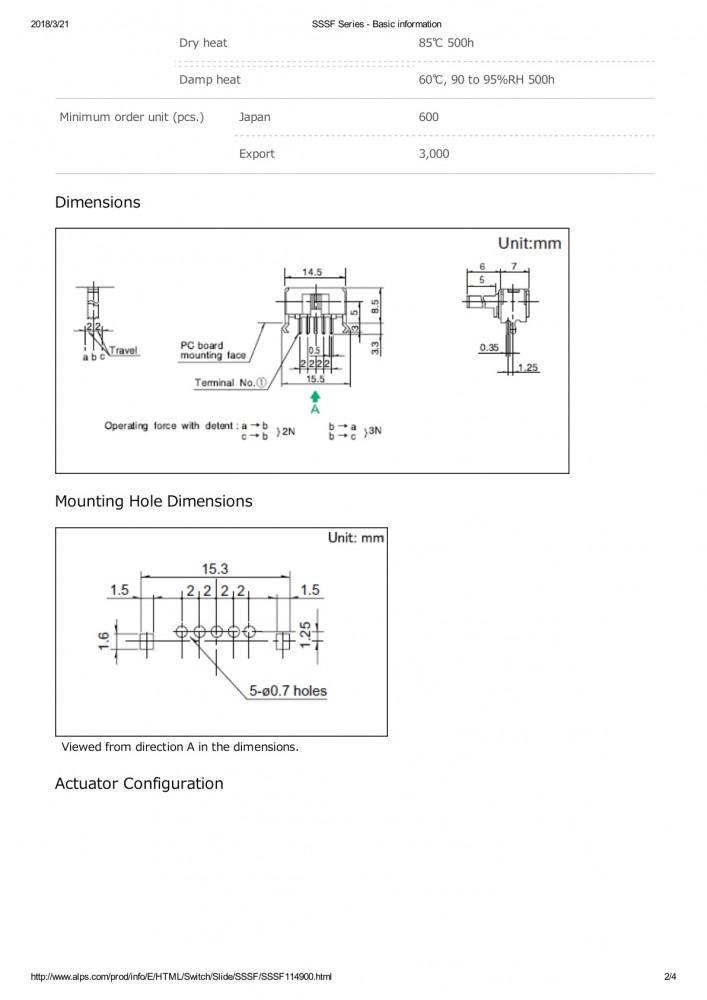 SSSF114900 mounting hole dimensions