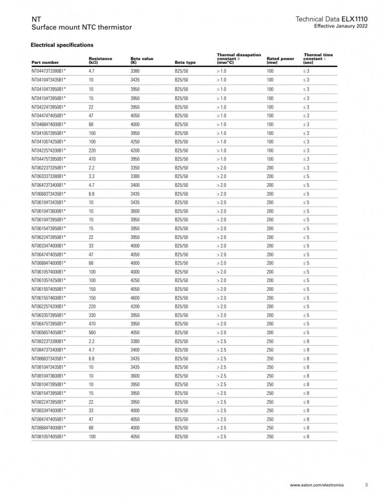 EATON NT thermistor datasheet page 3