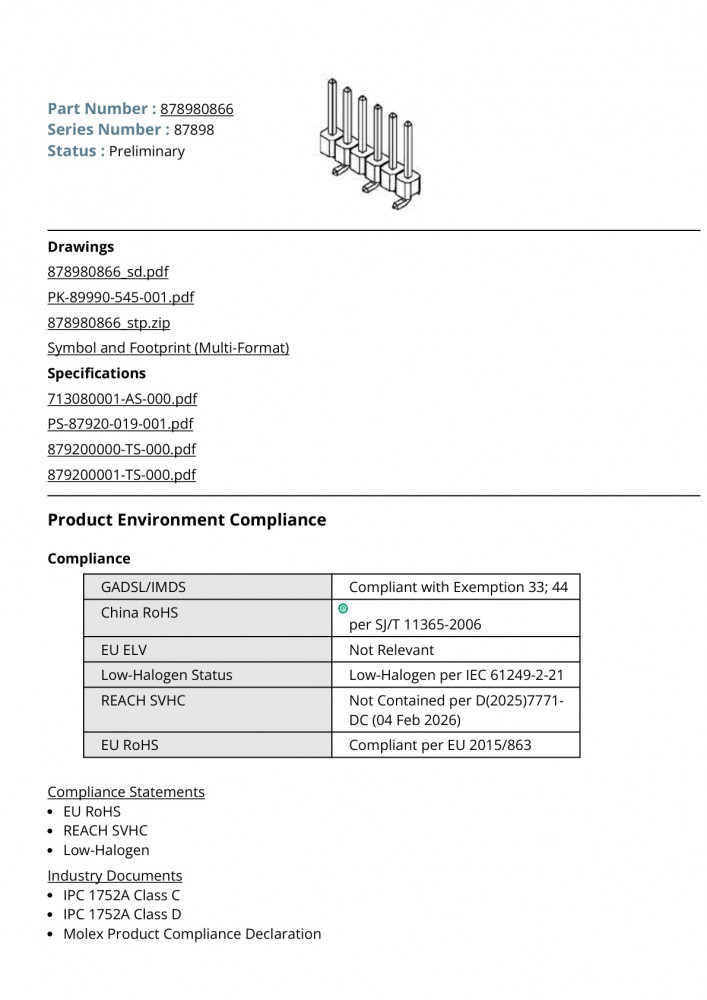 MOLEX 878980866 technical document image 1