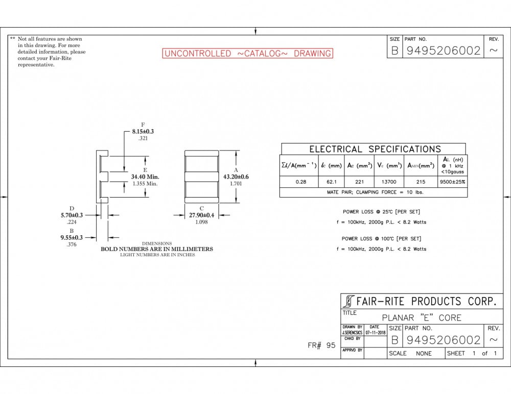 Fair-Rite 9495206002 technical document preview