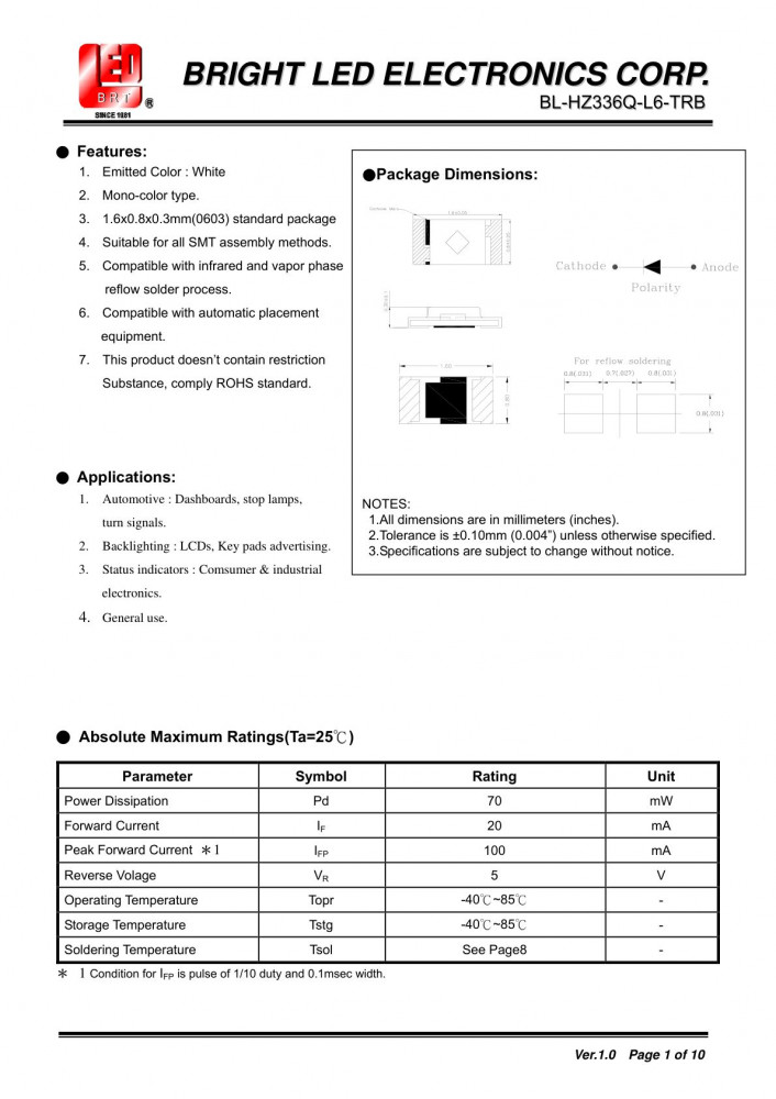 BL-HZ336Q-L6-TRB datasheet page 1