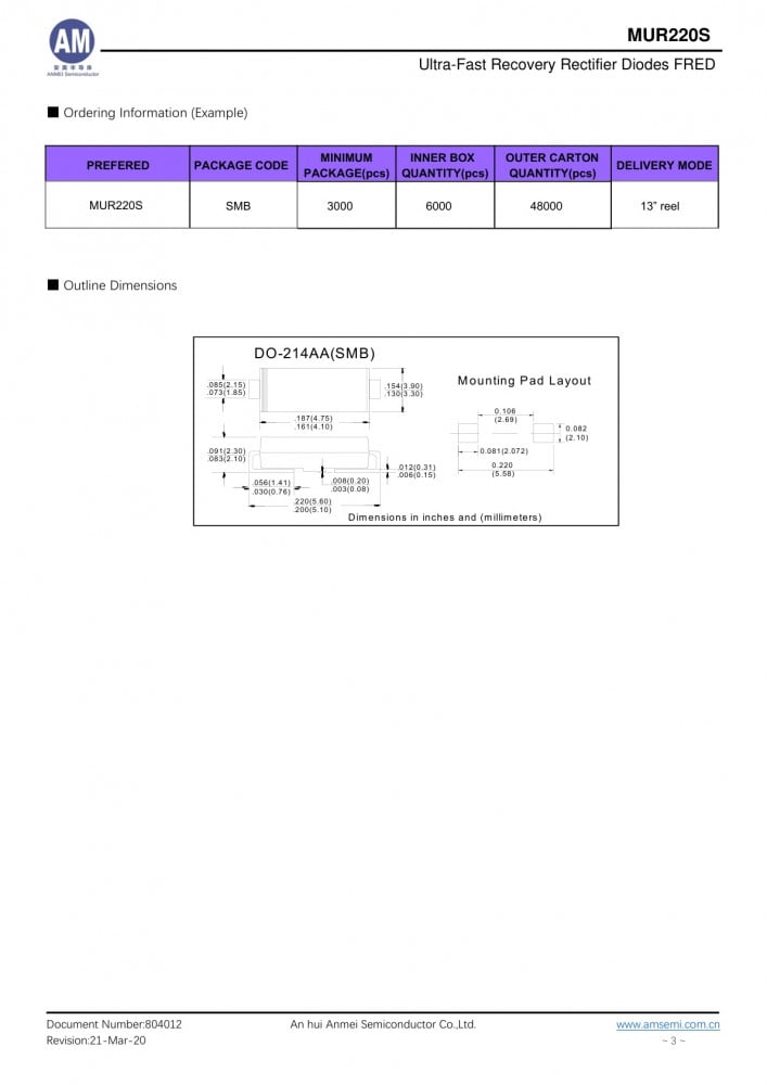 MUR220S datasheet page 3