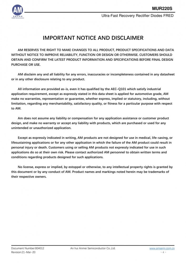 MUR220S datasheet page 4