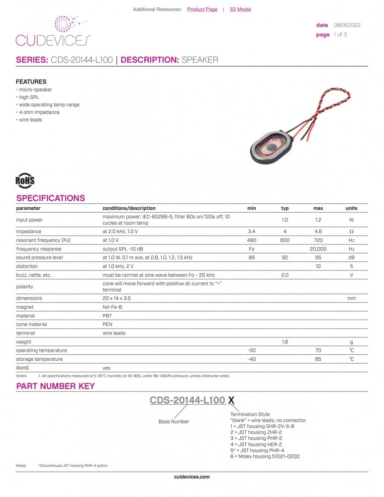 CDS-20144-L100 product features and specifications