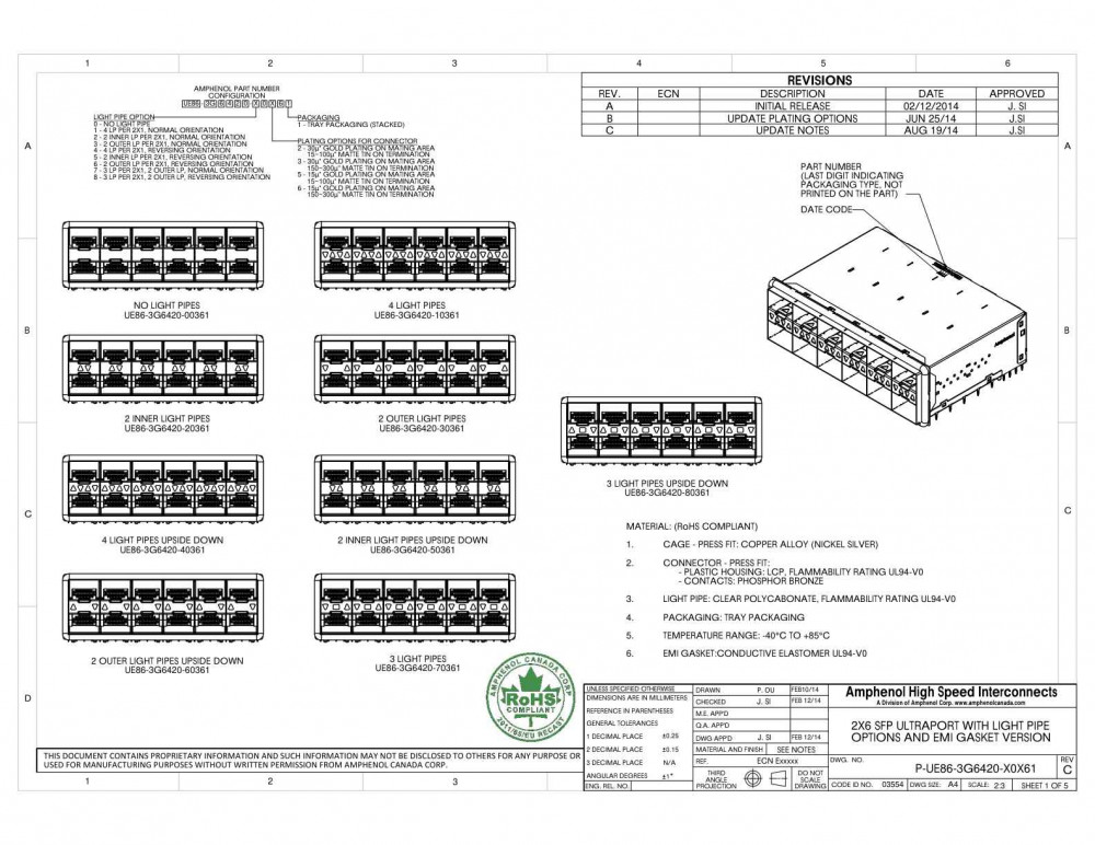 Amphenol UE86-3G6420 drawing page 1