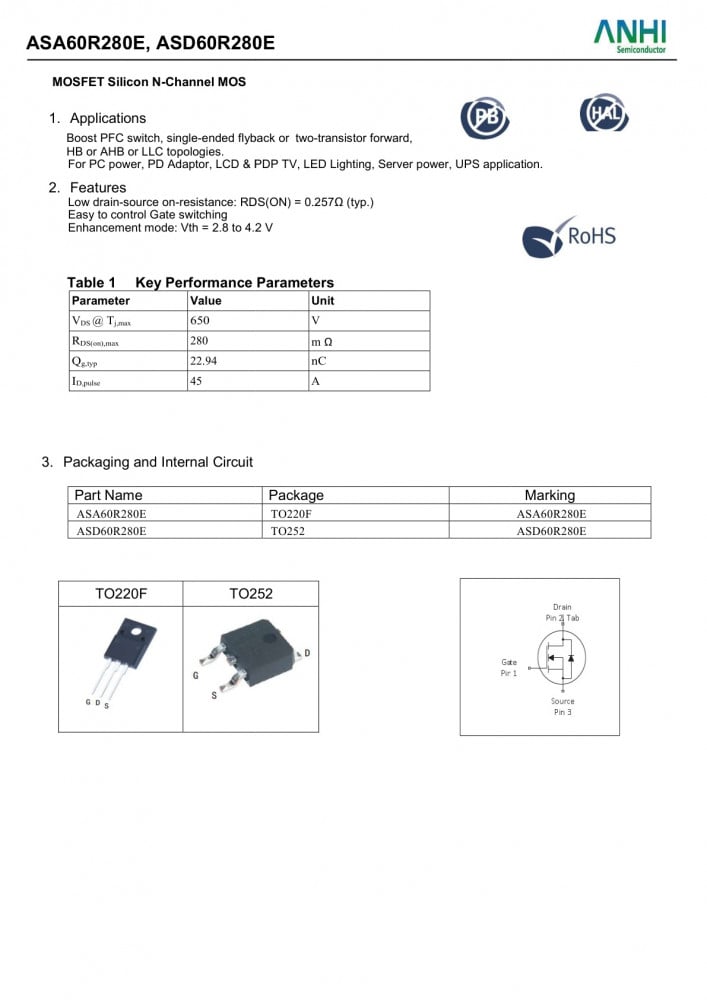 ASA60R280E datasheet page 1