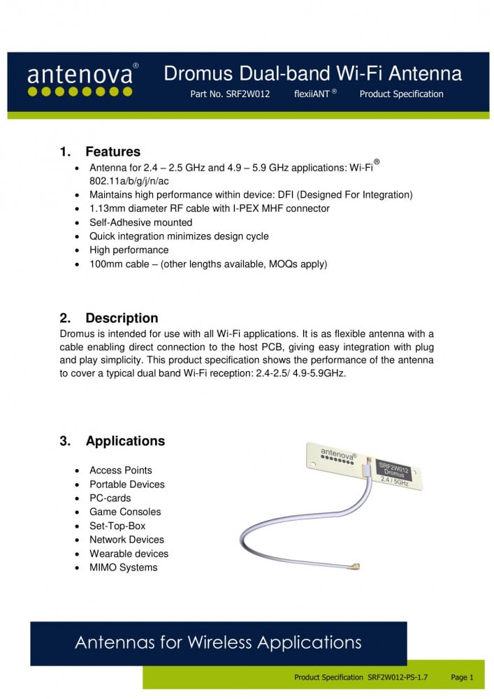 SRF2W012-150 datasheet page 1