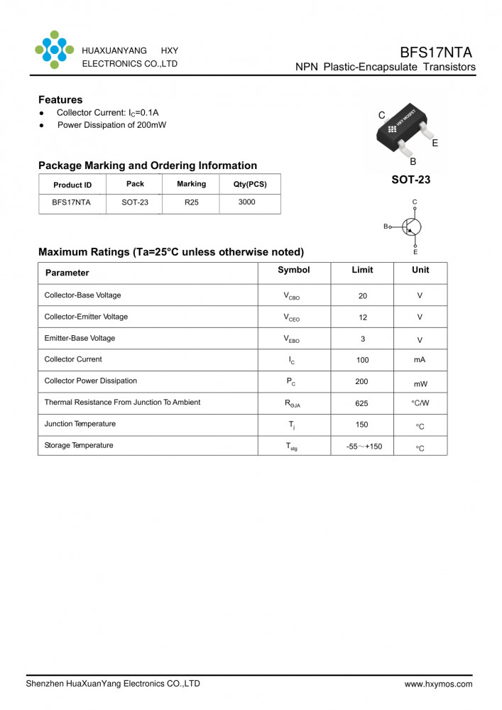 BFS17NTA-HXY datasheet page 1
