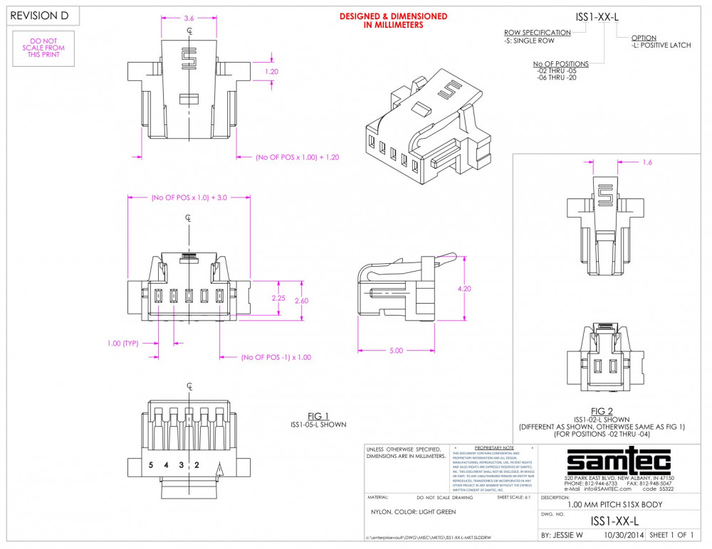 Samtec ISS1-20-L technical document page