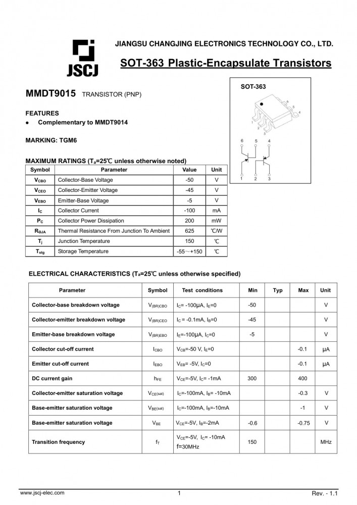 MMDT9015 datasheet page 1