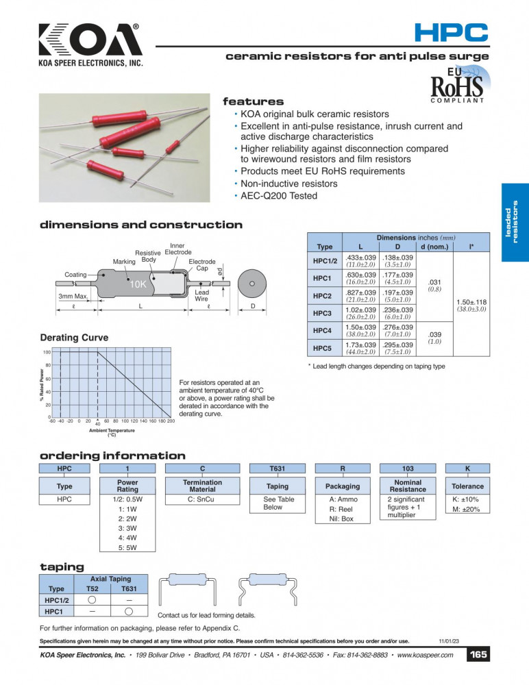 KOA HPC series technical document page 1