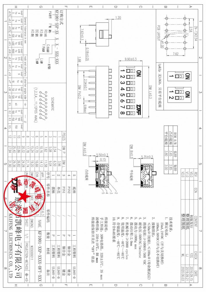 KAIFENG KF1001-03P-R0-GL-DFT-01B technical drawing preview