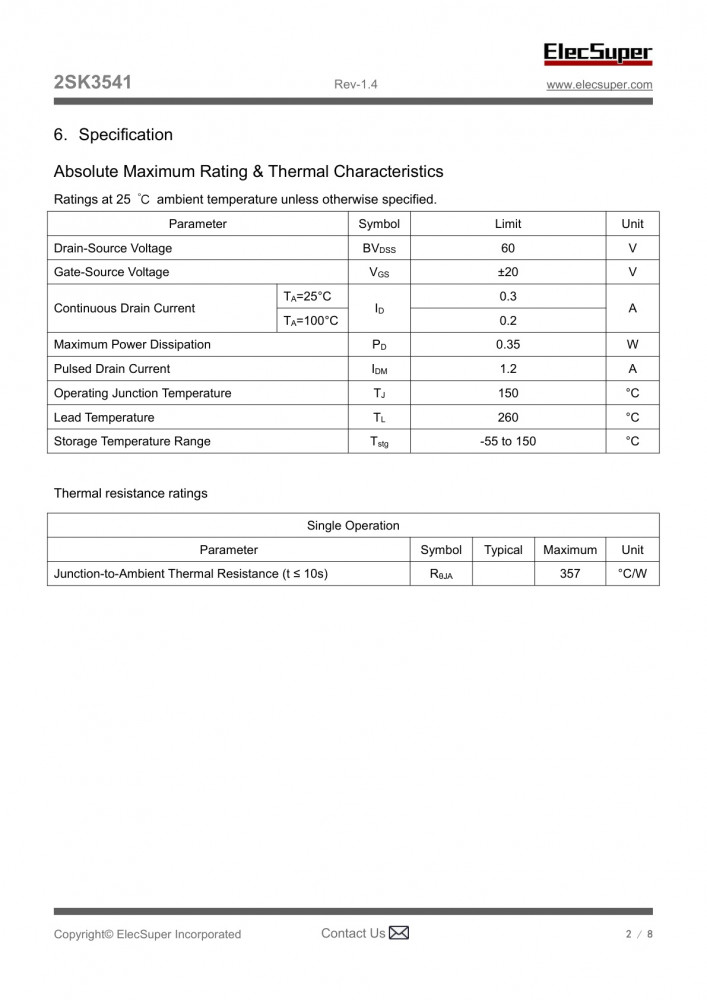 2SK3541 datasheet page 2