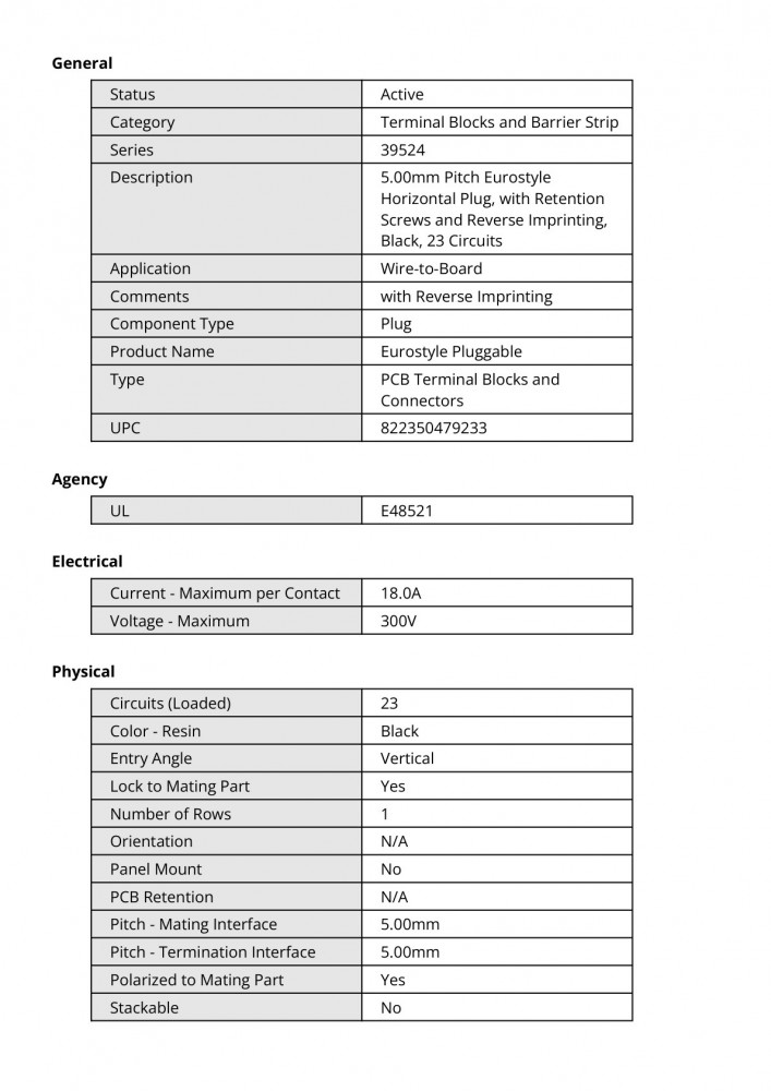 Technical document page 2 for MOLEX 395240223