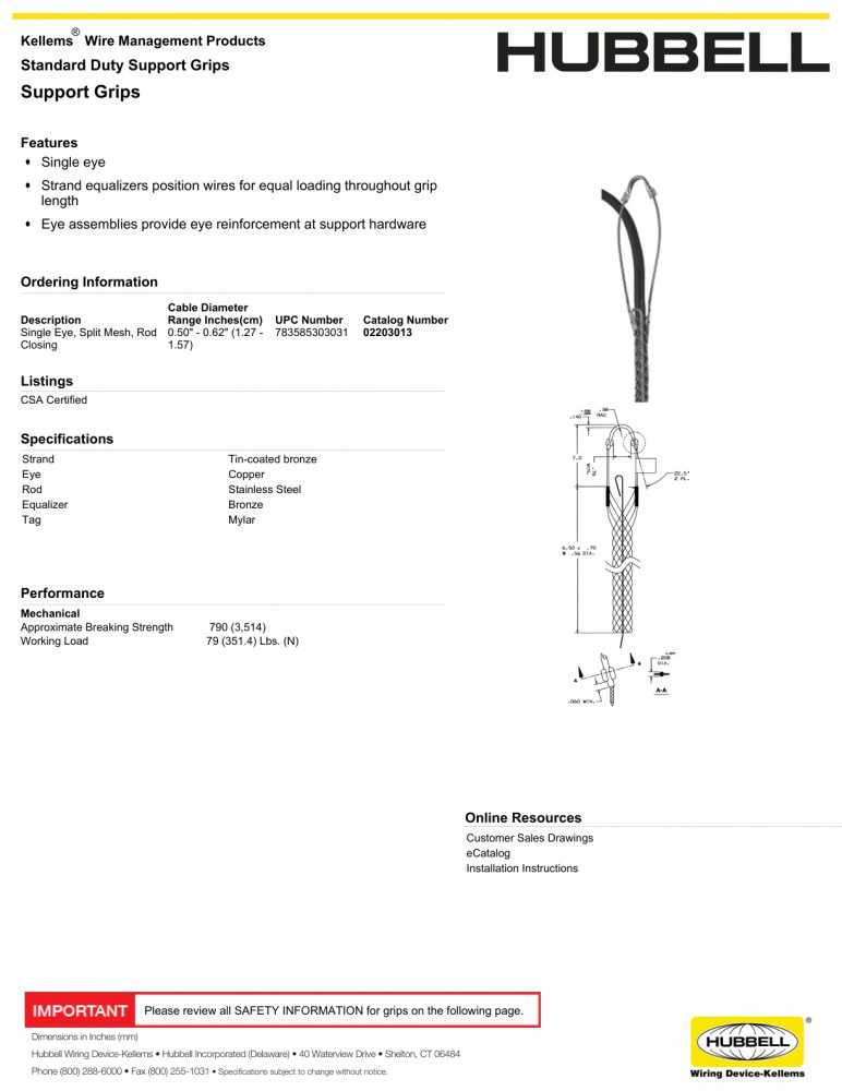 Burndy 02203013 technical document page 1