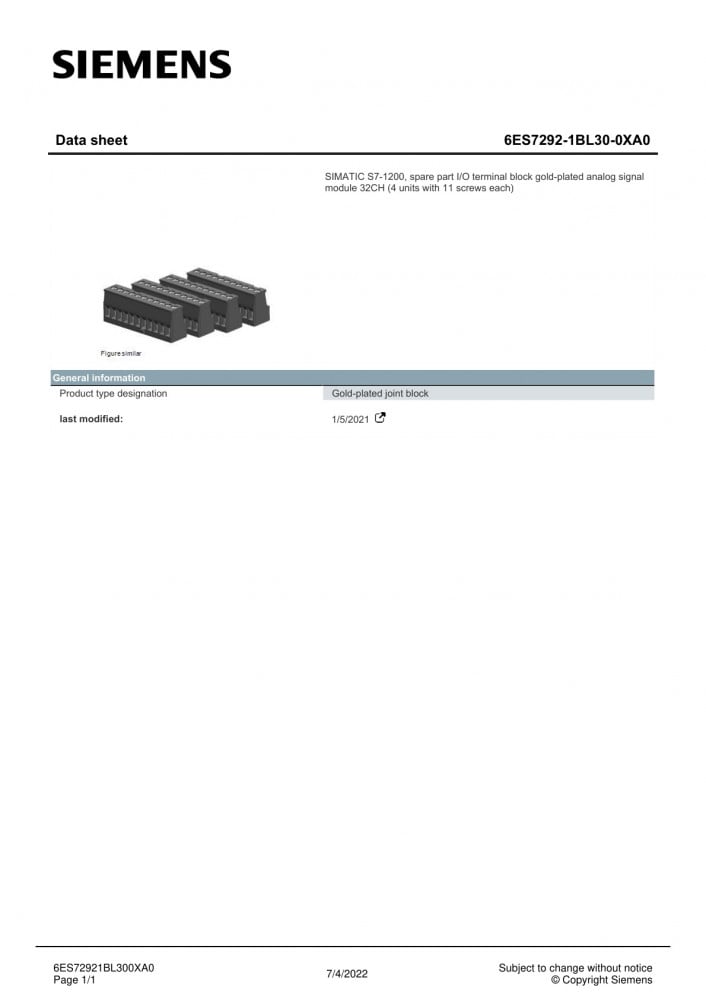 6ES72921BL300XA0 technical document image